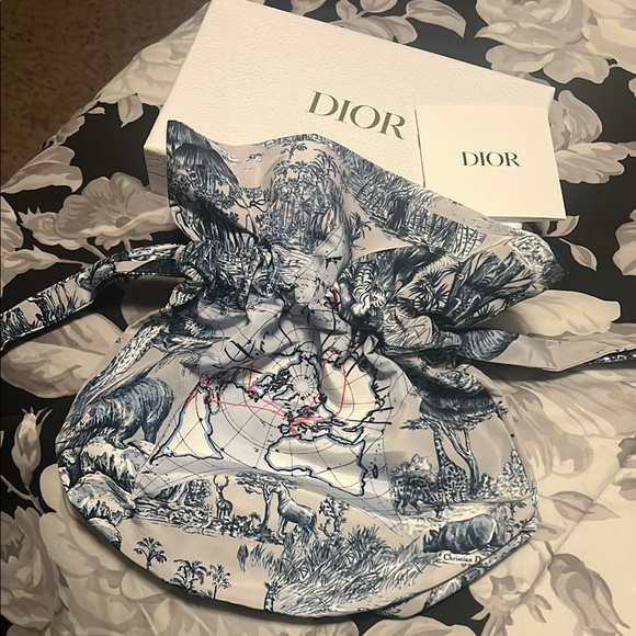 Dior | Accessories | Dior Blue And White Drawstring Pouch | Poshmark